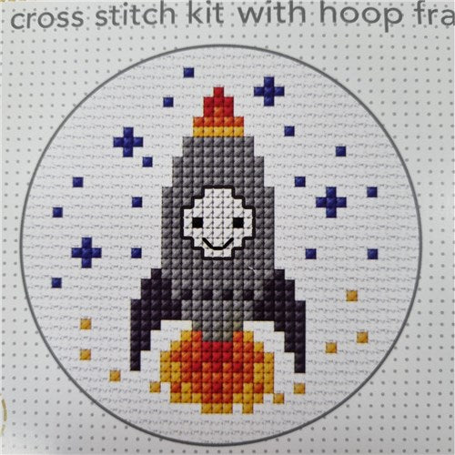 Cross Stitch Rocket Kit by Create Handmade - With hoop – AllThreads