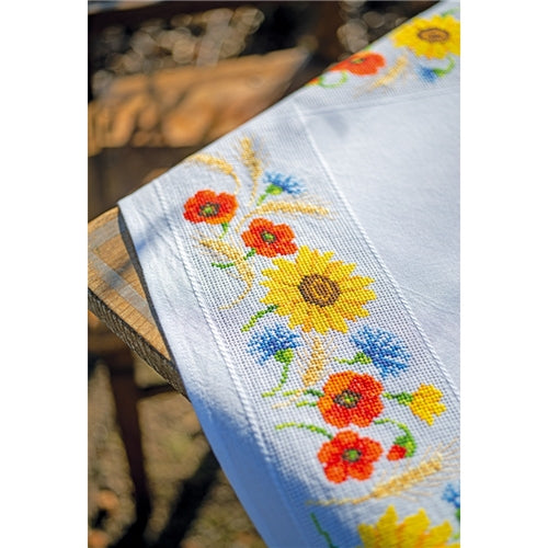 Wildflowers counted Cross Stitch Tablecloth Kit by Vervaco - PN-001304 ...