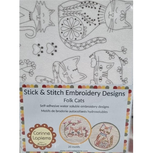 Folk Cats Stick & Stitch Transfer Embroidery Designs by Corinne Lapier ...